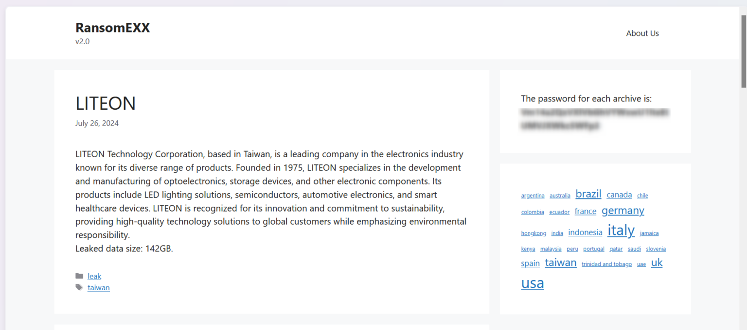 The Ransomware Group Ransomexx Claims Attack on Liteon